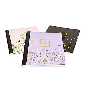 Pukka Pad, Composition Notebooks - 3 Pack of Journals Featuring 140 Pages of College Ruled 80GSM Paper with Sturdy Cover Stock - 9.75 x 7.5in - Rochelle and Jess