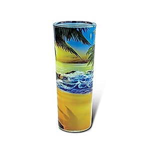 Puzzled Palm Tree Full Shot Glass, 1.84 Oz. Tequila Cocktail Whisky Vodka Unbreakable Glassware Novelty Shooter Glasses Handcrafted Drinkware for Home and Bar
