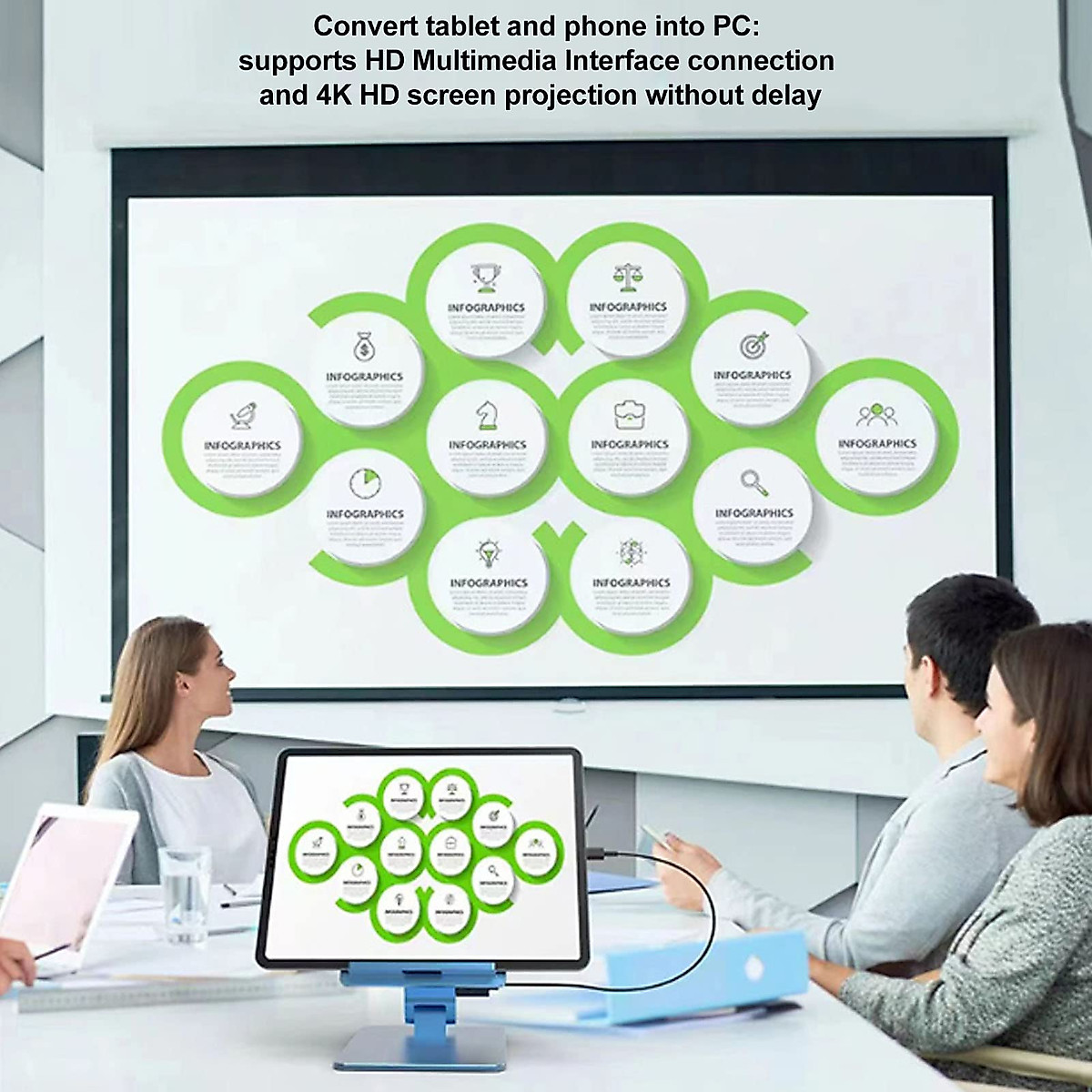 Acogedor 8 in 1 USB C Hub Stand Holder, with Foldable Tablet Stand, 1 4K 30Hz HD Multimedia Interface, 2 USB A, 1 USB C, 1 Storage/Memory Card Slot, 1 3.5mm Audio, 1 PD, 1 Host