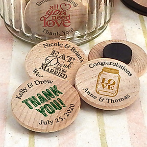 Personalized Wooden Wedding Magnets, Personalized Refrigerator Magnets, Save The Date Magnets (Set of 50)