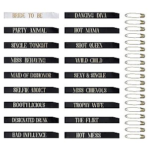 Snsowed 18 Pack Bachelorette Party Sashes, Bride Tribe Funny Bridesmaid Sash Set, Team Bride Sash, Maid of Honor Sash for for Bachelorette Hen Party and Bridal Shower Engagement Wedding Party