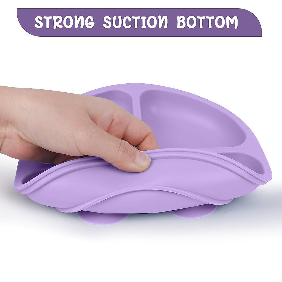 Vicloon Suction Plates, 2 Pcs Baby Toddler Plate Silicone, BPA Free Divided Plate, Divided Plate Design,Silicone Grip Dish Microwave & Dishwasher Safe