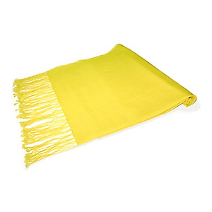 Biagio 100% Wool Pashmina Solid Scarf YELLOW Color Womens Shawl Wrap Scarves