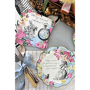 Talking Tables Pack of 24 Alice in Wonderland Themed Disposable Paper Plates | Supplies for Mad Hatter Tea Party, Birthday, Baby Shower, Mother's Day,Pink, 7"