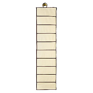 Ziz Home Hanging Shoe Organizer for Closet, 10 Shelf, Tough Fabric 12”x6”x47” | Closet Shoe Organizer Hanging | Shoe Storage Hanging Shoe Holder | Shoes Sorter Shelves Rack Hanger (Beige)