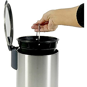 Kela Bathroom Trash Can with Soft Close, Step-On Lid, Silver, 0.8 Gallons, 9 inches Tall, Small Waste