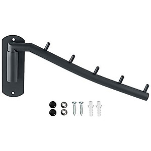 Alise Garment Rack Folding Clothes Hanger Rack Hook Stainless Steel Garment Hooks with Swing Arm Holder,Clothing and Closet Rod Storage Organizer for Bedrooms Wardrobe Cloakroom,Black