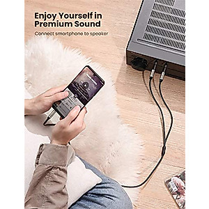 UGREEN 1/8 to 1/4 Stereo Cable 3.5mm TRS to Dual 6.35mm 1/4 TS Mono Y Splitter Audio Cord Adapter Compatible with iPhone, PC, Computer Sound Card, Mixer, Multimedia Speaker, Home Stereo System 3FT