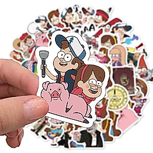 Funny Cartoon Stickers for Travel Case, | 50 PCS | Vinyl Waterproof Stickers for Teen Kid Laptop,Skateboard,Water Bottles,Computer,Phone,Luggage (Gravity Falls)