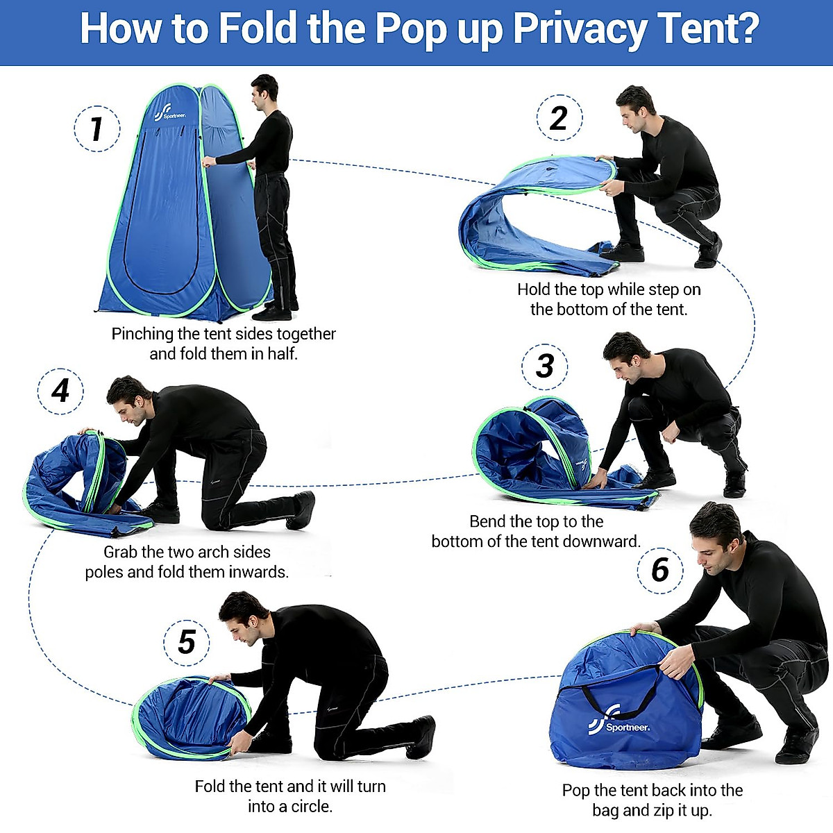 Pop Up Privacy Tent, Sportneer 6.26 FT Tall Changing Tent Camping Shower Tent Portable Pop Up Privacy Tent Changing Tent Dressing Room Camp Bathroom Toilet Rain Shelter for Camping Beach Outdoor