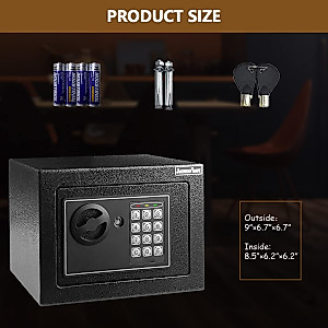 JUGREAT Fire Resistant Money Safe Box for Home with Fireproof Money Bag for Cash Safe Hidden, Security Safe Box for Money Safe with Keys,With Induction Light for Home Office Hotel