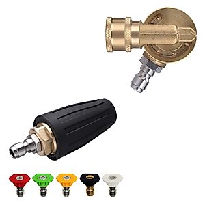 M MINGLE Turbo Nozzle for Pressure Washer, Gutter Cleaner Attachment, 1/4 Inch Quick Connect, 5 Nozzle Tips