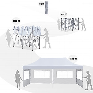 10x20 Heavy Duty Pop Up Canopy Tent, Instant Outdoor Beach Canopy Tent with 4 Removable Sidewalls and Carrying Bag, Waterproof Gazebo Tent Shelter for Parties, Backyard, and Wedding