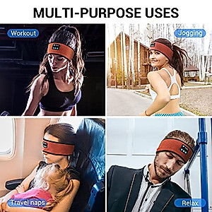 Headband Headphones, Bluetooth 5.3 Sports Headband Wireless Sleep Headphones with Ultra-Thin HD Stereo Speakers Perfect for Sleeping/Workout/Jogging/Yoga/Insomnia/Air Travel/Meditation (Orange)