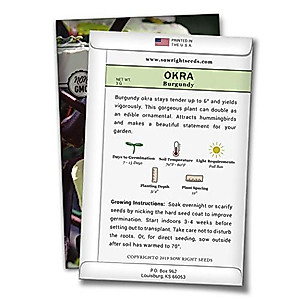Sow Right Seeds - Burgundy Okra Seed for Planting - Non-GMO Heirloom Packet with Instructions to Plant a Home Vegetable Garden - Great Gardening Gift (1)