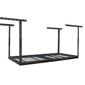 MonsterRax Overhead Garage Storage Rack - Heavy Duty Racks for Garage with 400 lb Capacity, Easy Garage Shelving, Adjustable Storage Rack, Ceiling Mount Storage Shelves 3x6 Hammertone (12"-21")