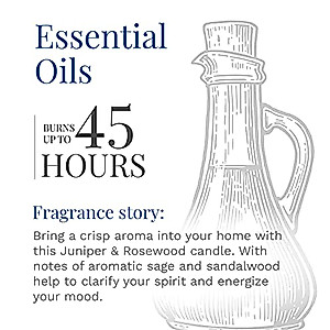 Essential Elements by Candle-lite Scented Candles, Juniper and Rosewood Fragrance, One 14.75 oz. Three-Wick Aromatherapy Candle with 45 Hours of Burn Time, Off-White Color