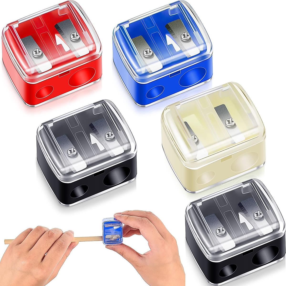 5 Pack Makeup Pencil Sharpener Eyeliner Sharpener Lip Pencil Sharpener Cosmetic Pencil Sharpener Dual Sharpener (Colorful)