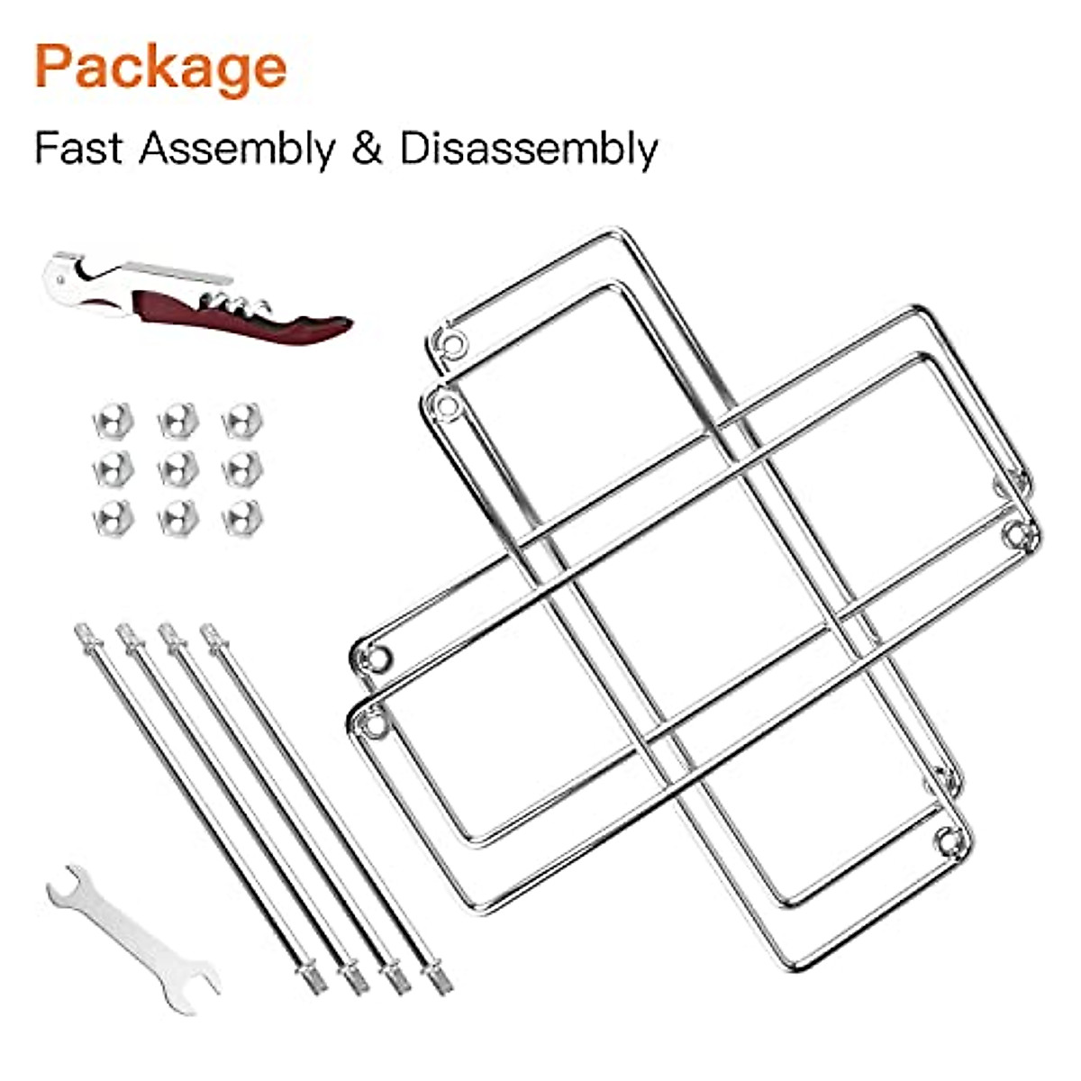 Yimerlen Tabletop Wine Rack, Geometric Countertop Wine Holder, Metal, Capacity - 6 Bottle (Silver)