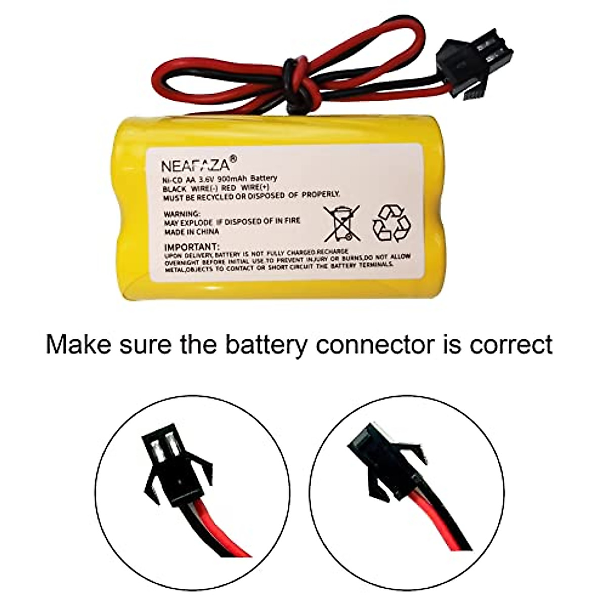 NEAFAZA 3.6V 900mAh NiCd Exit Sign Emergency Light Battery Replacement Compatible with Lithonia ELB B001 ELBB001 ELB-B001 Lithonia EU2 LED Interstate ANIC1566 Unitech 0253799(2 Pack)