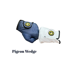 PIGEON WEDGE Leather Golf Glove for Men, Right Handed Golfers, White, Comfortable Design, Maximum Grip, All Weather Golfing Glove, Worn On Left Hand, Breathable, Durable, Gift for Golfers
