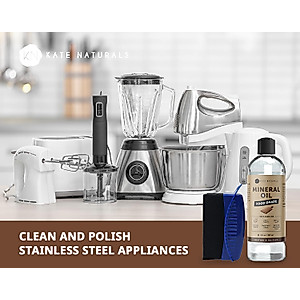 Kate Naturals Mineral Oil for Cutting Board 8oz with Wax Applicator. Food Grade & Food Safe Mineral Oil to Protect Wood on Cutting Boards & Butcher Blocks