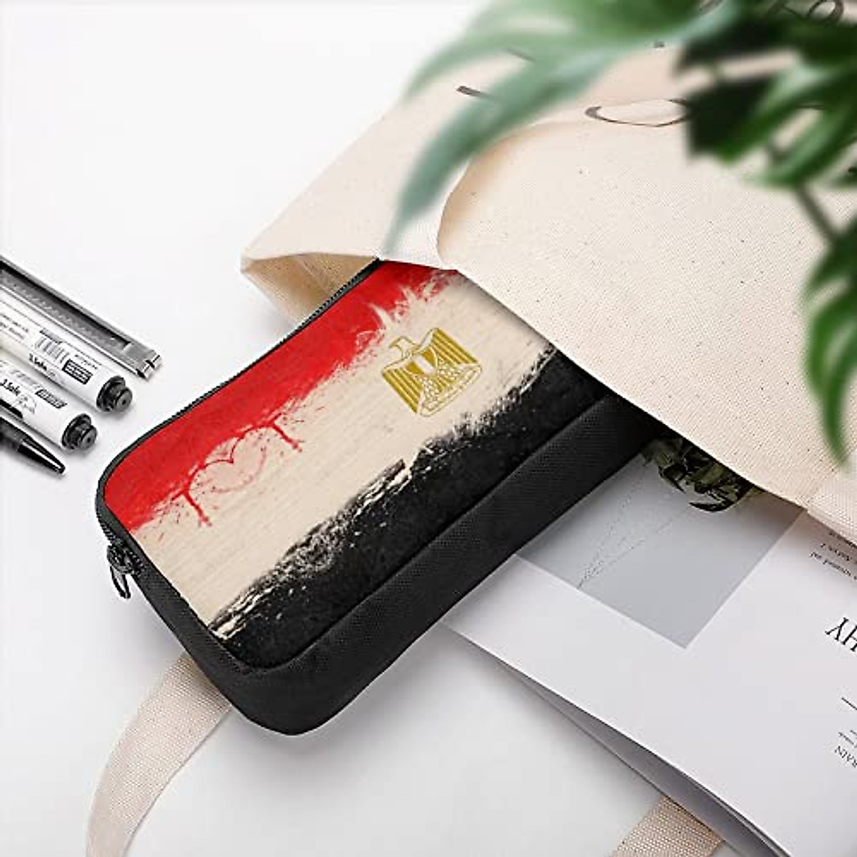 Egypt Flag Pencil Case Makeup Bag Big Capacity Pouch Organizer for Office College
