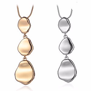 welbijoux Long Pendant Necklaces For Women Multi-Layer Pendant Y Necklace Set Statement Pendant Chic Jewelry (silver+gold)