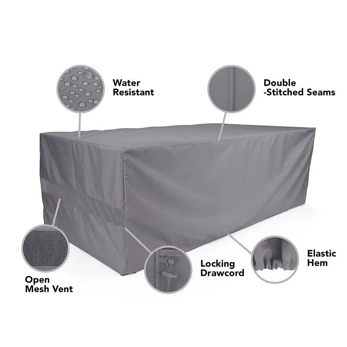 Covermates Rectangular Accent Table Cover - Patio Outdoor Furniture Cover, Water Resistant Outdoor Ottoman/Side Table Cover, Elite 300D Polyester, 60W x 36D x 25H, Charcoal