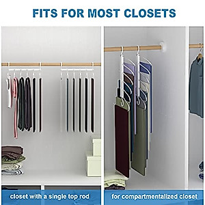 Magic Pants Hangers Space Saving - 6 Tier Multi-Functional Rack for Hanging Pants, Jeans, Scarf, Trouser, Clothes. No Slip Folding Hangers for Closet Organizer - for Men and Women, 2 Pack