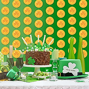 12 Strings St Patricks Day Gold Coins Garland No DIY St Patricks Day Banner for St Patricks Day Decorations Coins Window Hangings, St Patricks Day Garland for Coins Hanging Decorations