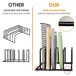 AKSONMN Metal Black Cutting Board Organizer Rack - Perfect Stand for Cutting Boards, Baking Sheets, Cookie Pans, and Bakeware - Ideal for Kitchen Cabinet & Countertop Storage