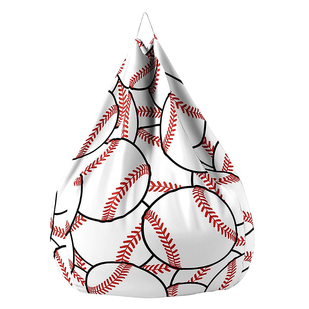 Lukery 3D Baseball Stuffed Animal Storage Bean Bag Chair Cover for Kids and Adults, Stuffable Beanbag (No Filler) Living Room Washable Bean Bag Lazy Sofa (XL/39.4x47.2'',White)