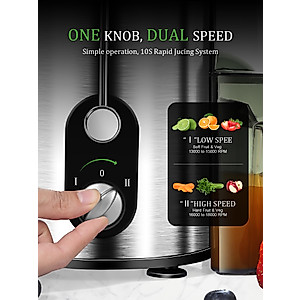 Healnitor 800W Centrifugal Juicer Machines Vegetable and Fruit with 3” Wide Chute, Juice Extractor with 2 Speeds, Easy to Clean, Anti-Drip, BPA Free