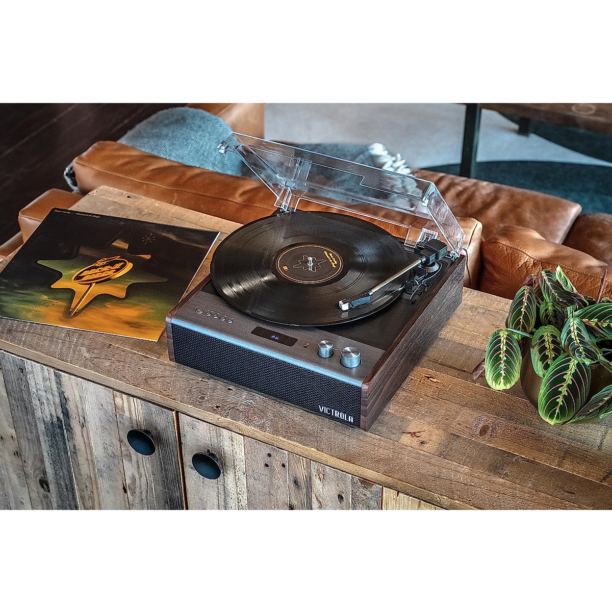 Victrola Eastwood Signature 3-Speed Bluetooth Turntable with Built-in Speakers and Dust Cover | Upgraded Turntable Audio Sound | Espresso (VTA-73-ESP)