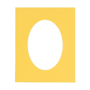 12x16 Mat Bevel Cut for 9.5x13 Photos - Precut Chamois Yellow Oval Shaped Photo Mat Board Opening - Acid Free Matte to Protect Your Pictures - Bevel Cut for Family Photos, Pack of 1 Matboard Show Kit