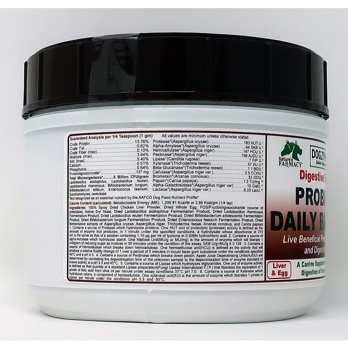 Dogzymes Probiotic Daily Balance - Supplies Nutritional Support and Live microorganisms for intestinal Well-Being as Well as enzymes for Proper Digestion. Liver and Egg Base. (1 Pound)