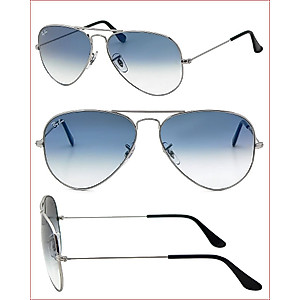 RAY-BAN RB 3025 AVIATOR SUNGLASSES (58 mm, 003/3F SILVER CRYSTAL WHITE/GRADIENT BLUE)