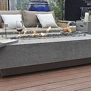 Hampton Concrete Fire Pit 56" x 32" Outdoor Patio Firepit Includes Lava Rocks Modern Fire Pits & Outdoor Fireplaces for Garden, Deck, Indoor & Outdoor Heating