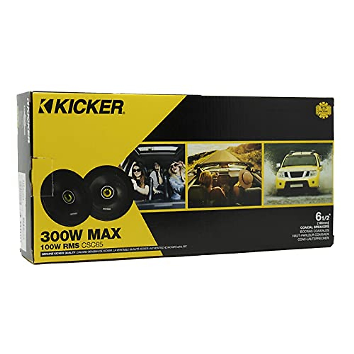 KICKER CSC65 CS Series 6.5 Inch 300 Watt 4 Ohm 2-Way Car Audio Coaxial Speakers System with Polypropylene Cone, PEI Tweeters & EVC Technology, Pair (Renewed)
