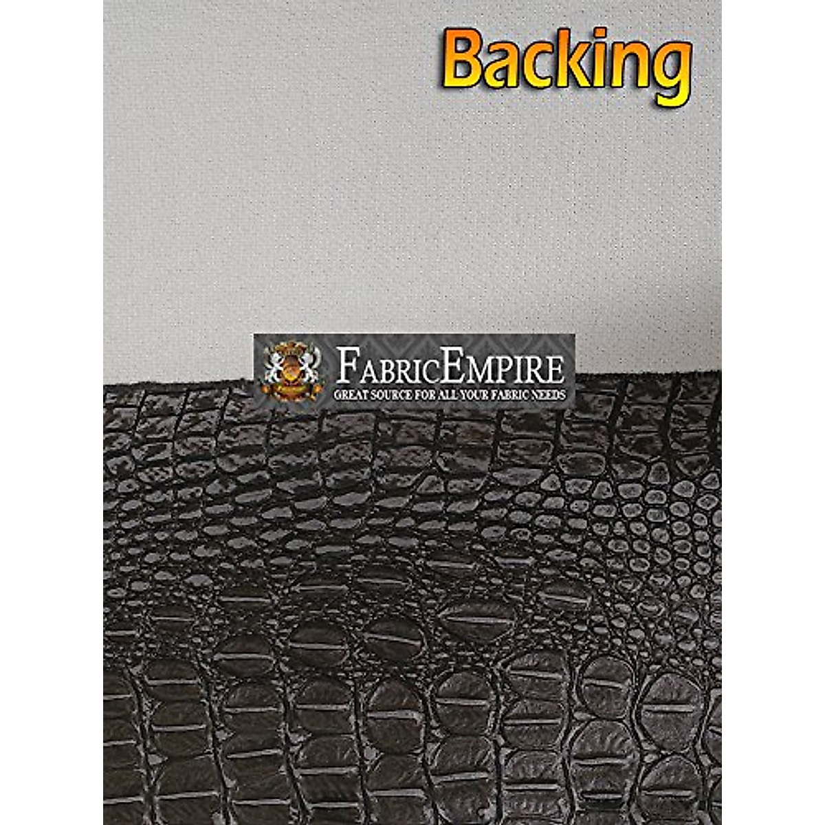 Vinyl Crocodile Allie Fake Leather Upholstery 54" Wide Fabric by The Yard (Ebony Black)