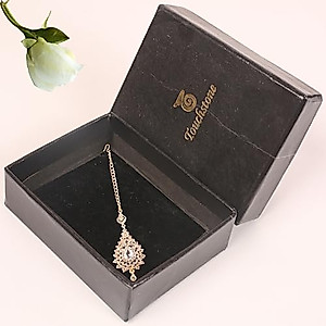 NEW! Touchstone Indian Bollywood Traditional Filigree Attractive Bridal Rhinestone Studded Look Designer Jewelry Mangtika Head Accessory In Gold Tone For Women.