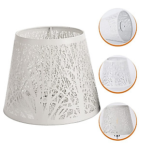 SHERCHPRY Lamp Shades E27 Hollow Tree Shadow Light Cover, Modern Lamp Shade, Replacement Metal Lampshade for Table Lamps and Floor Light, White Lamp Shade