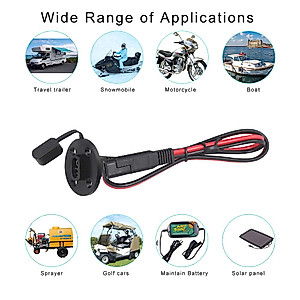 SPARKING 2FT SAE Socket Sidewall Port - Solar Panel Mount with SAE Quick Disconnect Universal Flush-Mountable Connector for Solar Generator Battery Charger with 8 Mounting Screws (SAE Cable)