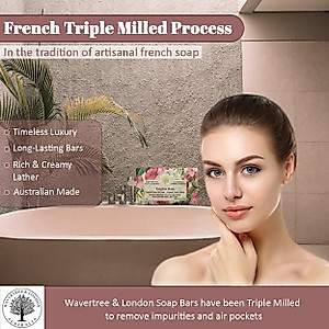 Wavertree & London English Rose Scented Natural Soap (2 Bars), 7oz Moisturizing French Triple Milled Soap Bars enriched with shea butter - Pure Plant Oil Bath & Body Soap for All Skin Types