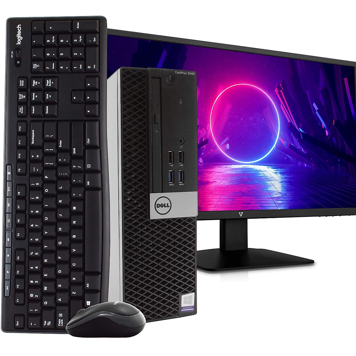 Dell Optiplex 3040 Desktop Computer PC, Intel Quad-Core i5, 2TB HDD Storage, 16GB DDR3 RAM, Windows 10 Pro, DVD, WiFi, New 24in Monitor, Wireless Keyboard and Mouse (Renewed)