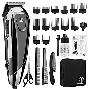 Corded Hair Clippers Professional Hair Cutting Kit 24 Pieces Accessories Hair Trimmer with 14 Guide Combs,3 Hair Combs,1 Scissor,1 Storage case,1 Barber Cape