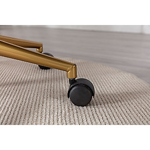 Black Modern Faux Fur Home Office Chair, Fluffy Chair for Girls, Makeup Vanity Chair with Gold Plating Base