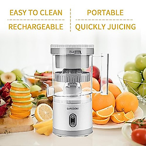 Electric Citrus Juicer - USB Rechargeable Juicer with Cleaning Brush, Orange Lime Lemon Grapefruit Juicer Squeezer, Easy to Clean Portable Juicer Machine