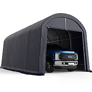 KING BIRD 12' x 20' Heavy Duty Anti-Snow Carport for SUV, Full-Size Truck and Boat, Round Style Outdoor Car Canopy Boat Shelter with Reinforced Ground Bars